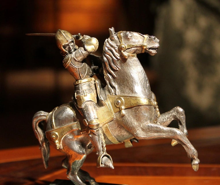 Antique Italian Sterling Silver Equestrian Knights Statues Figures on ...