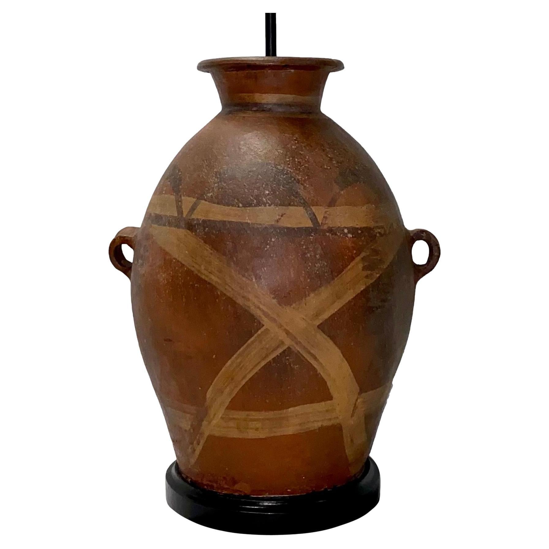 Antique Moroccan Terracotta Table Lamp with Shade at 1stDibs