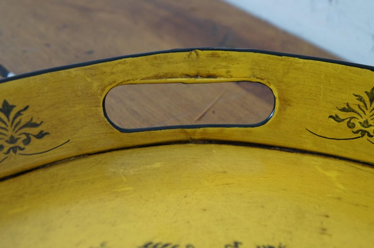 Antique Italian Toleware French Provincial Toile Tray Oval Lithograph ...