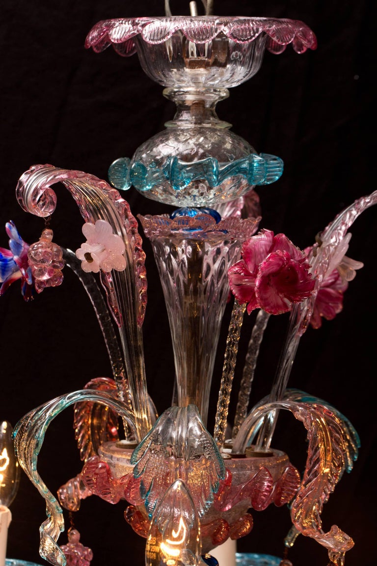 Antique Italian Venetian Chandelier with Colored Murano Glass at ...
