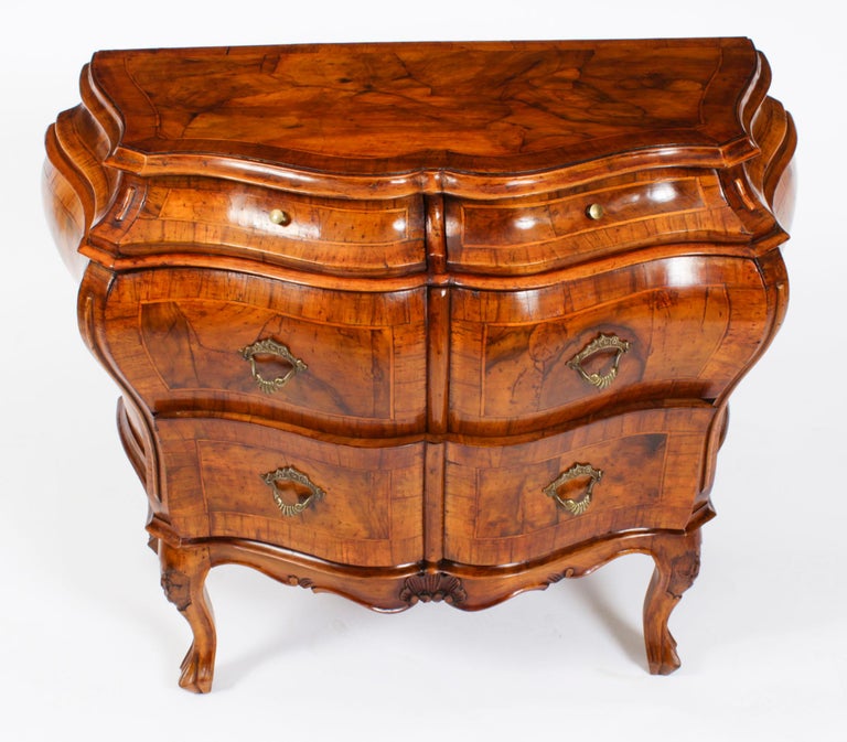 Antique Italian Venetian Walnut Bombe Commode Chest Mid-20th Century ...