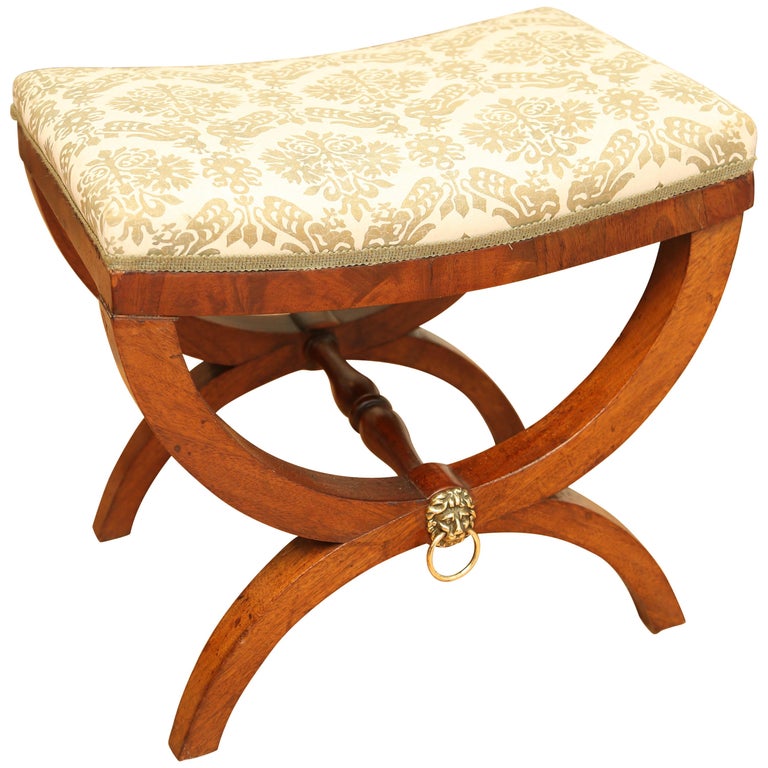 Antique Italian Walnut Curule Bench at 1stDibs