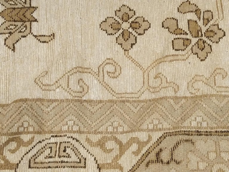 Antique Ivory Indochine Rug with Stylised Pattern and Cartouche Border ...