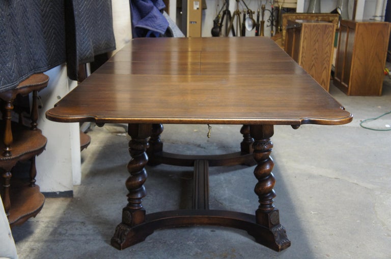 Antique Jacobean Revival Barley Twisted Dining Trestle Table at 1stDibs