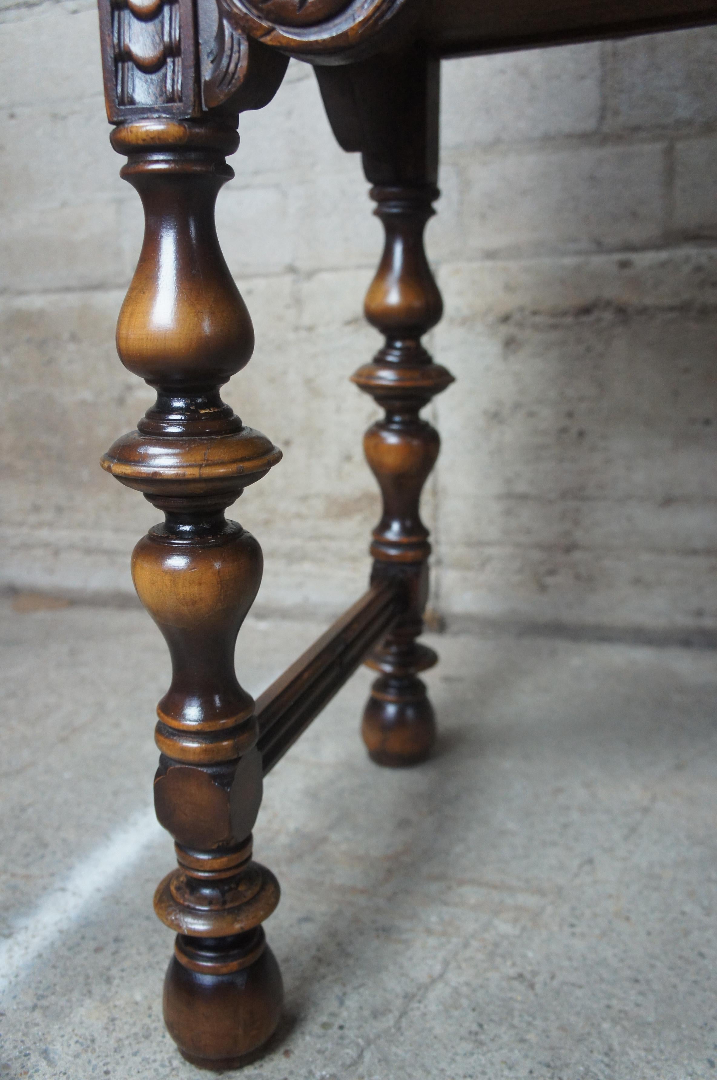 Antique Jacobean Spanish Revival Walnut Hand Painted Secretary Writing ...