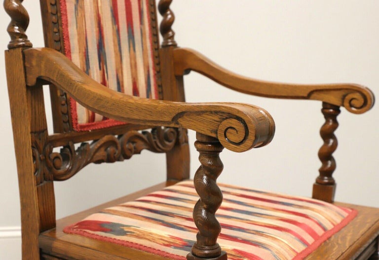 Antique Jacobean Style Carved Oak Open Armchair at 1stDibs