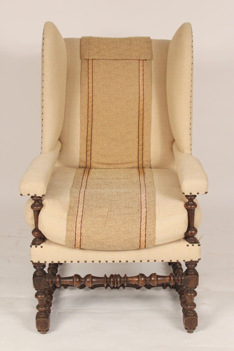 Antique Jacobean Style Oak Wing Chair at 1stDibs