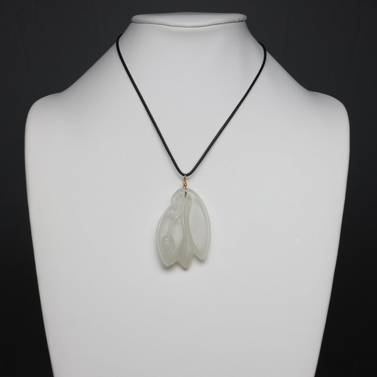 Mutton Fat White Nephrite Jade Pendant Certified For Sale at 1stDibs