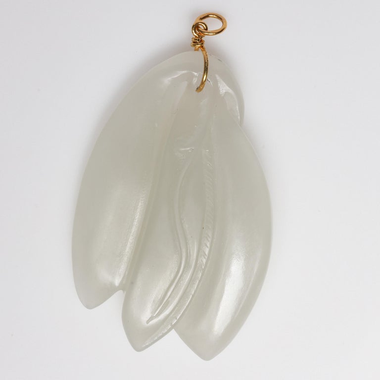 Mutton Fat White Nephrite Jade Pendant Certified For Sale at 1stDibs