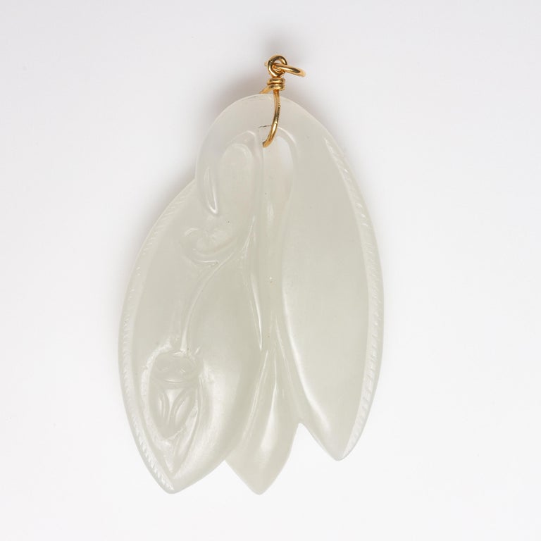 Mutton Fat White Nephrite Jade Pendant Certified For Sale at 1stDibs