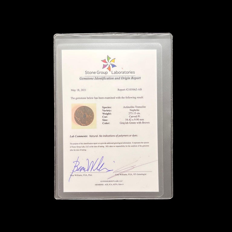 Antique Jade Pi Disk Certified For Sale at 1stDibs