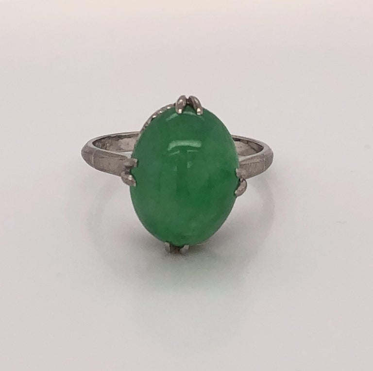 Antique Jadeite Cabochon Platinum Ring at 1stDibs