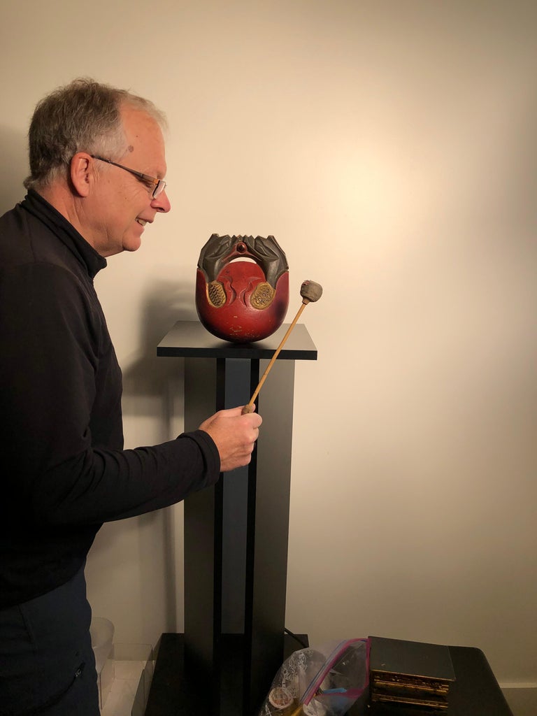 Antique Japan Spiritual Zen Chanting Drum with Striker For Sale at 1stdibs