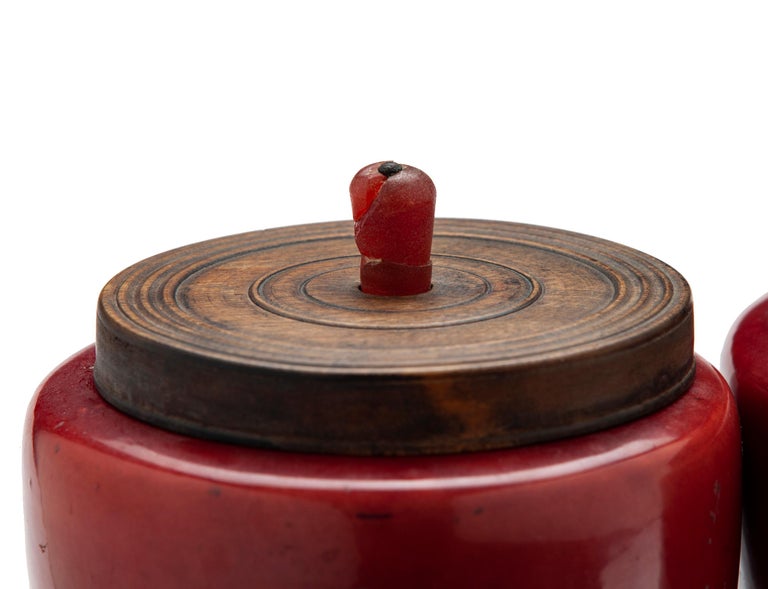 Antique Japanese Awaji Burgundy Jars For Sale at 1stDibs