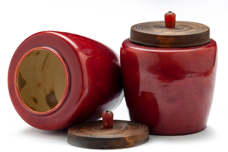 Antique Japanese Awaji Burgundy Jars For Sale at 1stDibs
