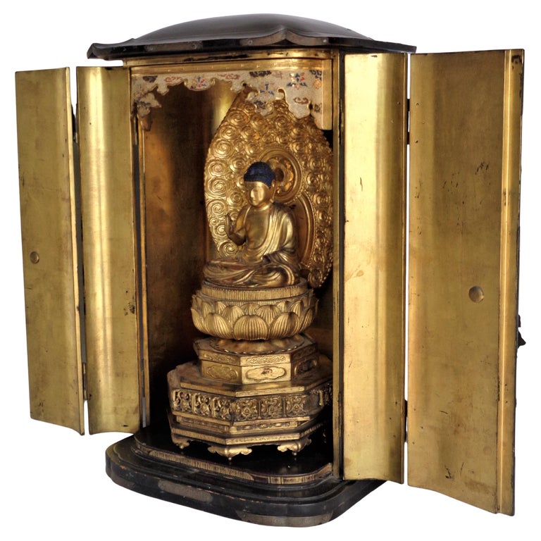 Antique Japanese Edo Period Shrine w/ Bodisattva at 1stDibs