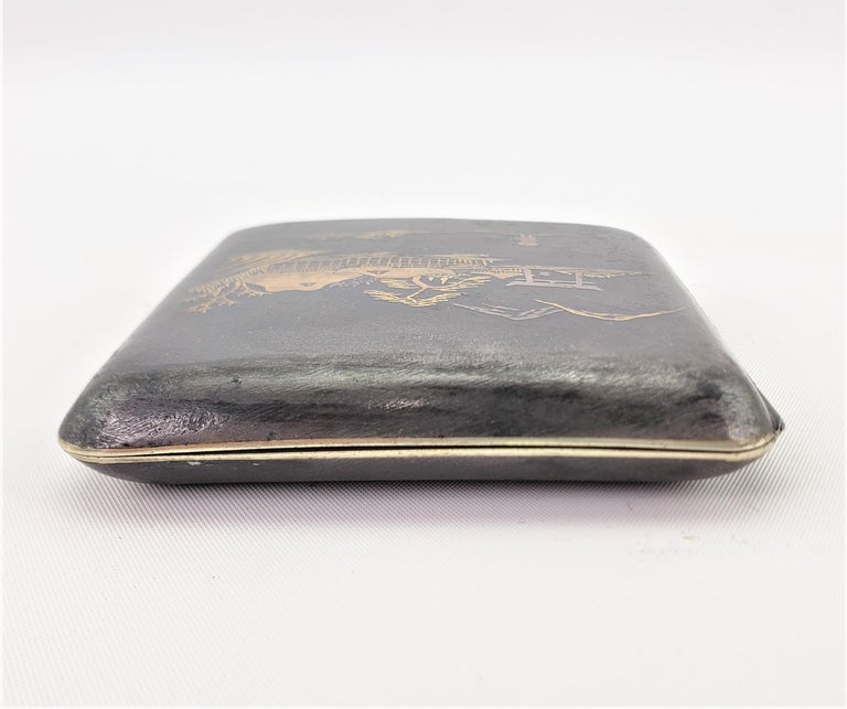 Antique Japanese Damascene Komai Styled Yellow Gold Decorated Cigarette ...