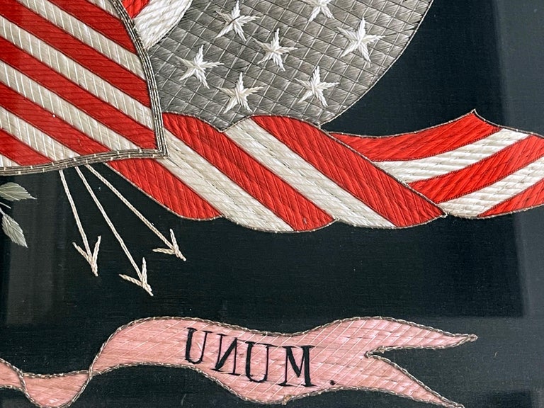 Antique Japanese Export Silk Embroidery Americana Patriotic Panel For ...