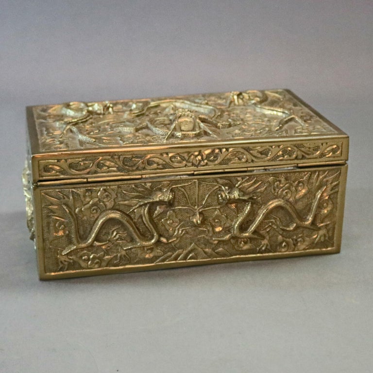 Antique Japanese Figural Cast Bronze Relief Oni and Serpent Document ...