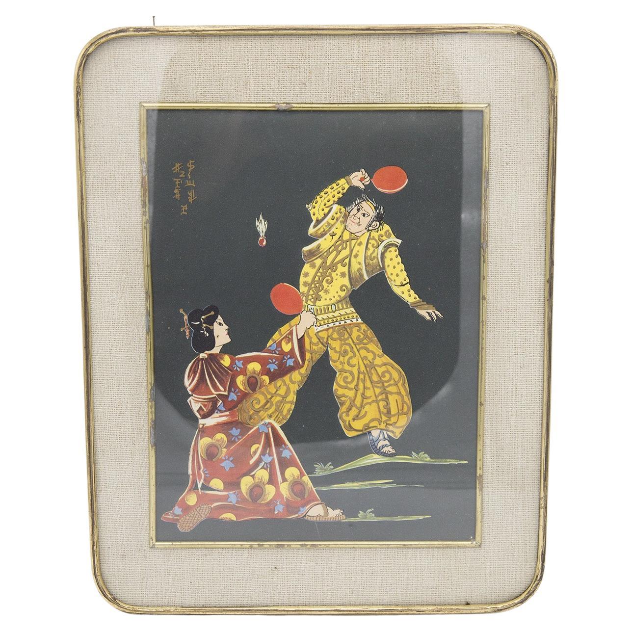 Set of Six Framed Antique Japanese Paintings at 1stDibs