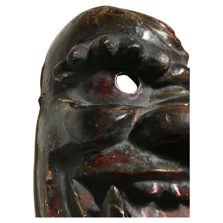 Antique Japanese Gigaku Theater Mask Ethnographic Thick Patina Fierce ...