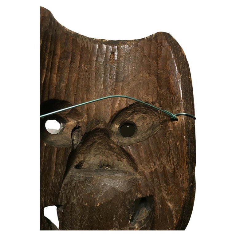 Antique Japanese Gigaku Theater Mask Ethnographic Thick Patina Fierce ...