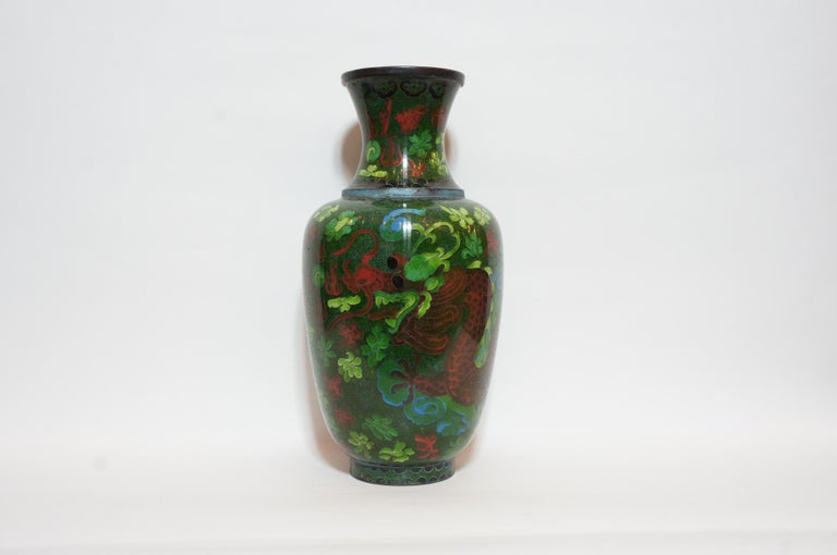 Antique Japanese Green Flower Vase with Copper in Edo Era, 1860s For ...