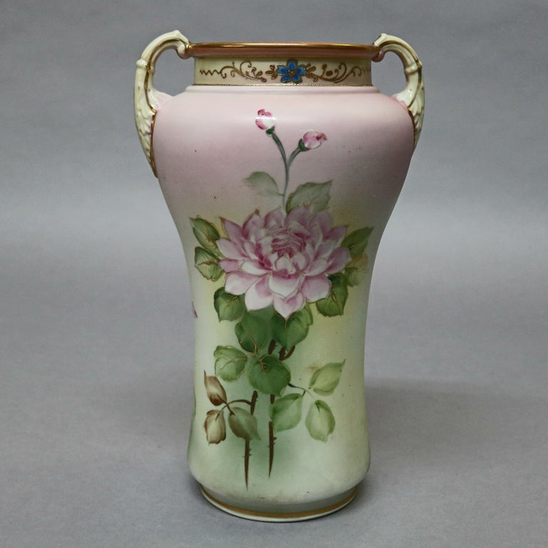 Antique Japanese Hand Painted and Gilt Floral Nippon Porcelain Vase ...