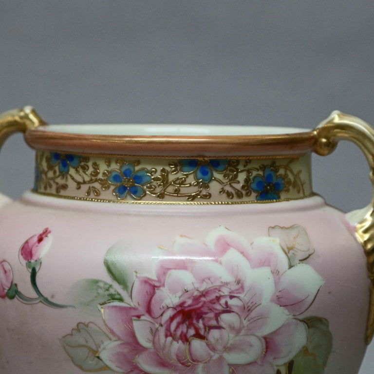 Antique Japanese Hand Painted and Gilt Floral Nippon Porcelain Vase ...