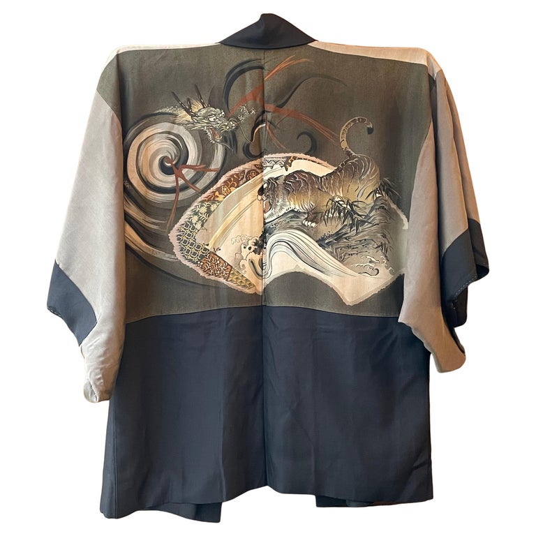 Antique Japanese Haori for Men with Silk / Dragon and Tiger 1950s For ...