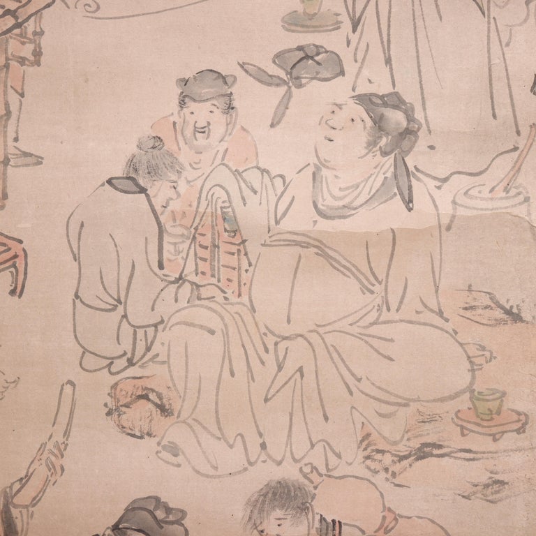Antique Japanese Ink Painting of Chinese Poets, Scroll Mounting, Yosa ...