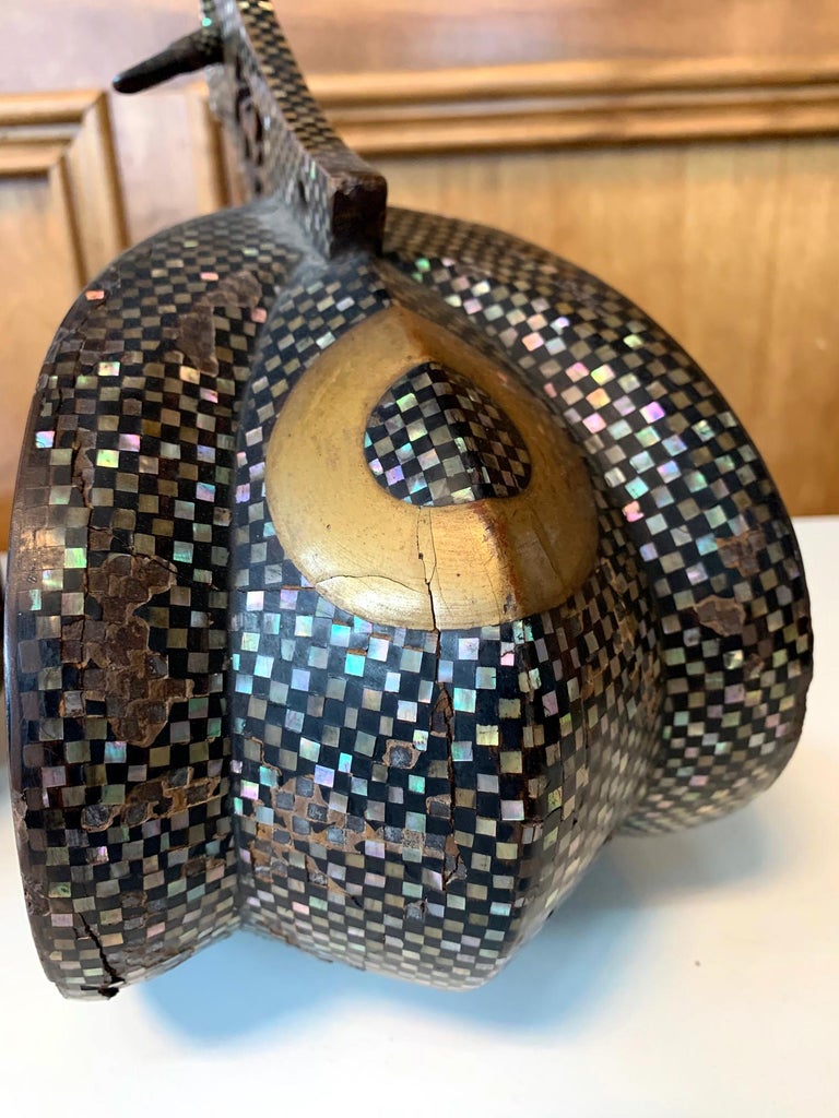 Antique Japanese Iron Stirrups with Abalone Shell Inlays at 1stDibs