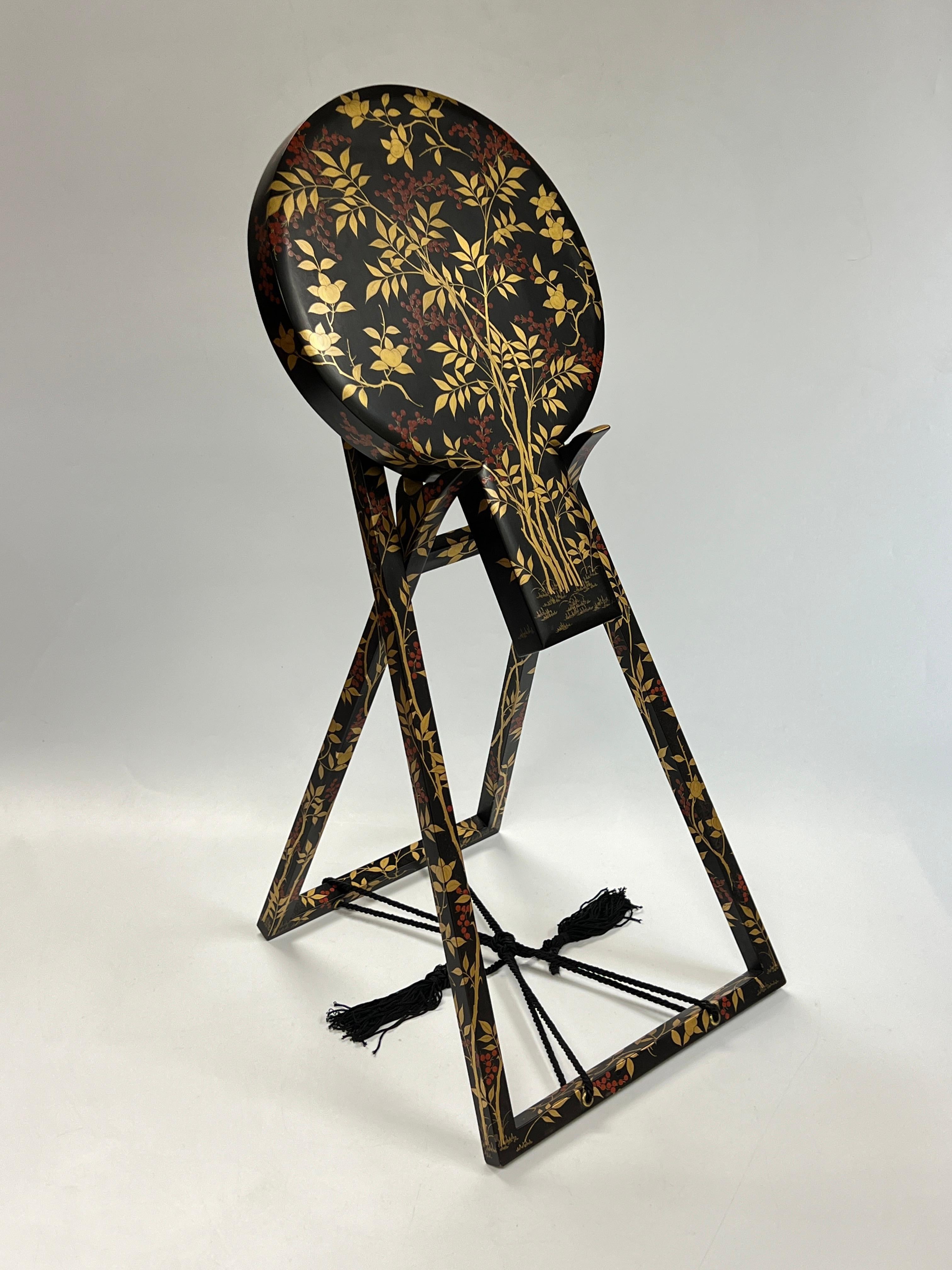 Antique Japanese Kagami Bronze Mirror on Stand For Sale at 1stDibs