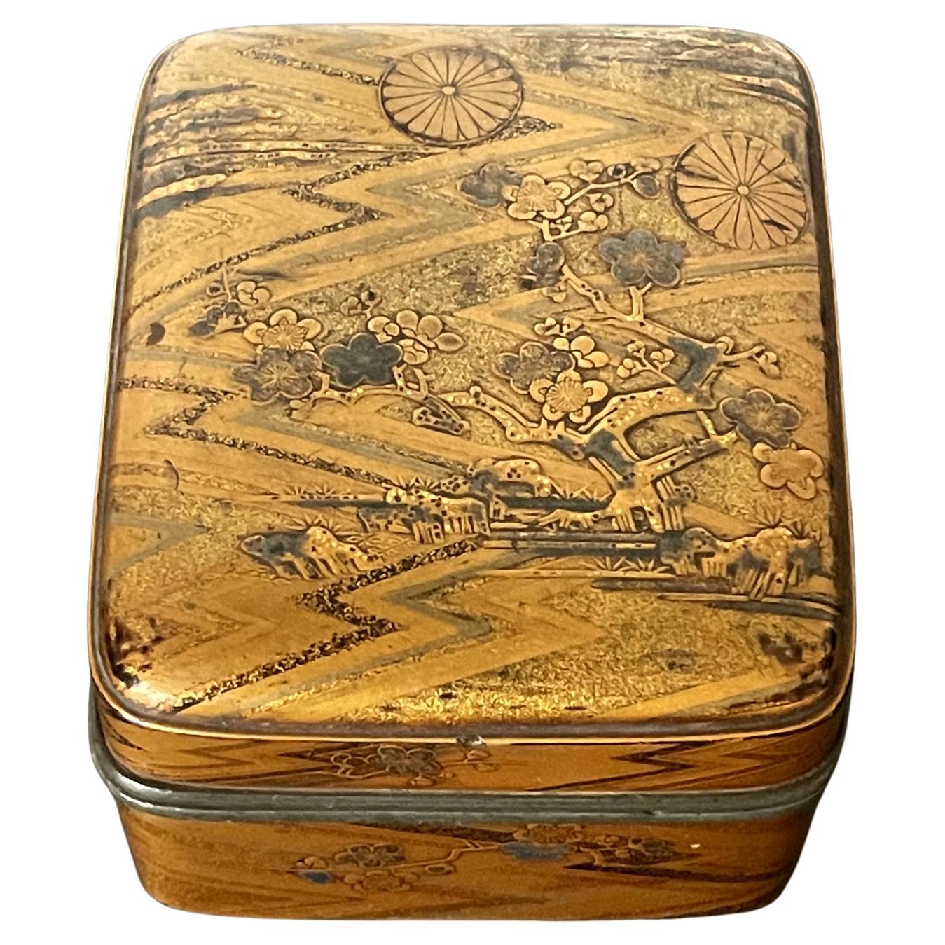 Edo Kobako Black and Gold Japanese Lacquer with Insects and Snails ...