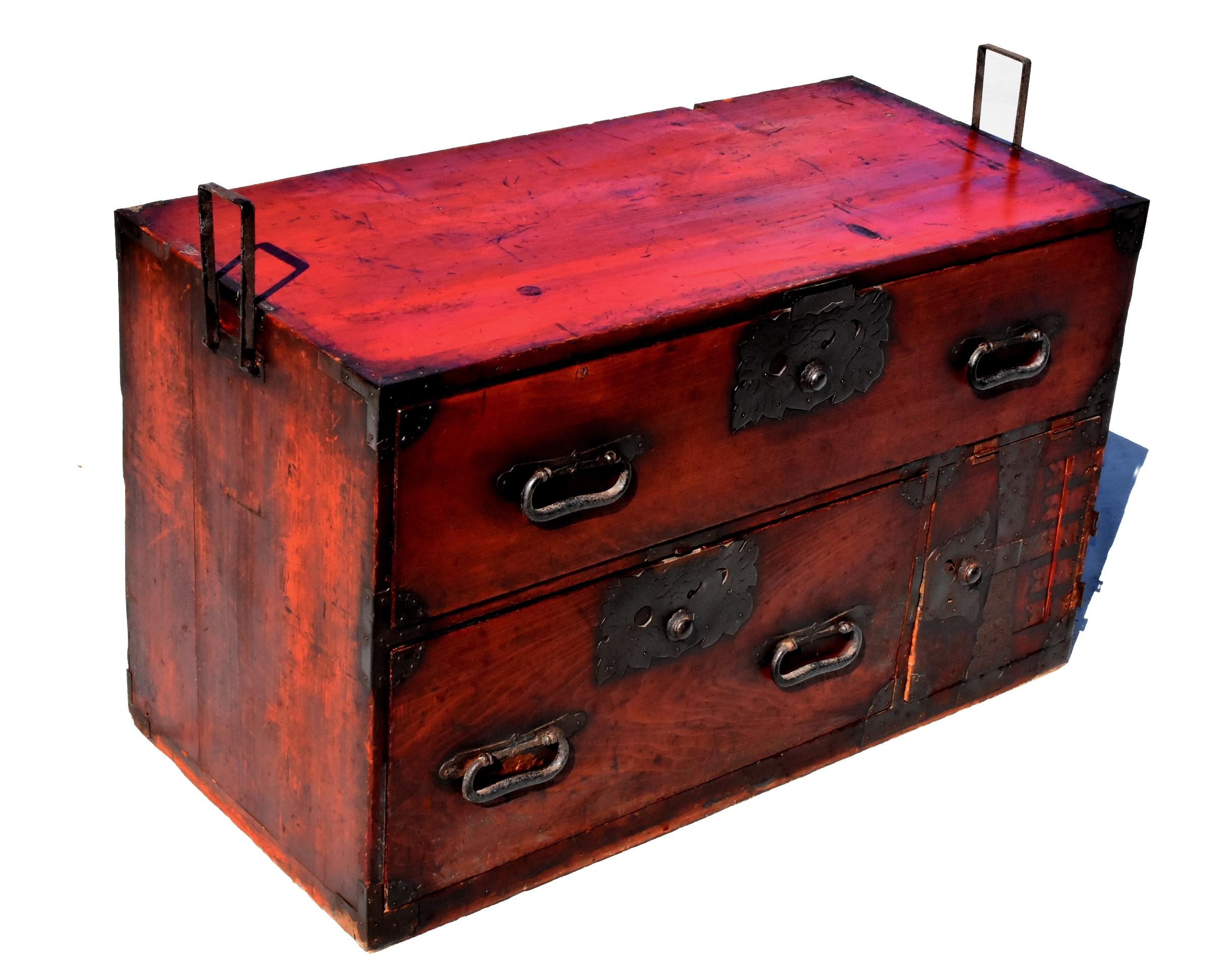 Antique Japanese Low Tansu Chest with Iron Pulls at 1stDibs | antique ...