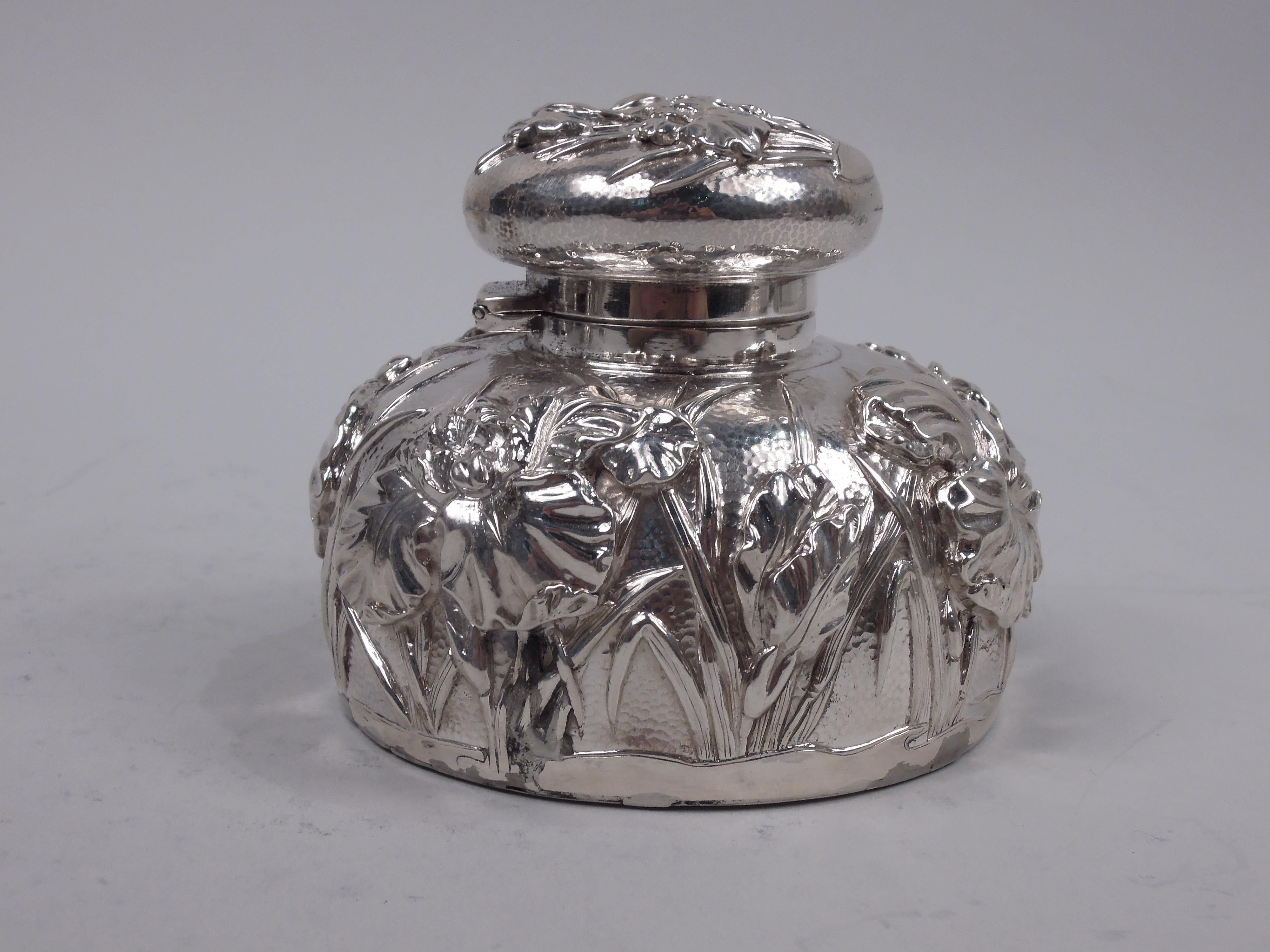 Antique Japanese Meiji Art Nouveau Silver Inkwell For Sale at 1stDibs