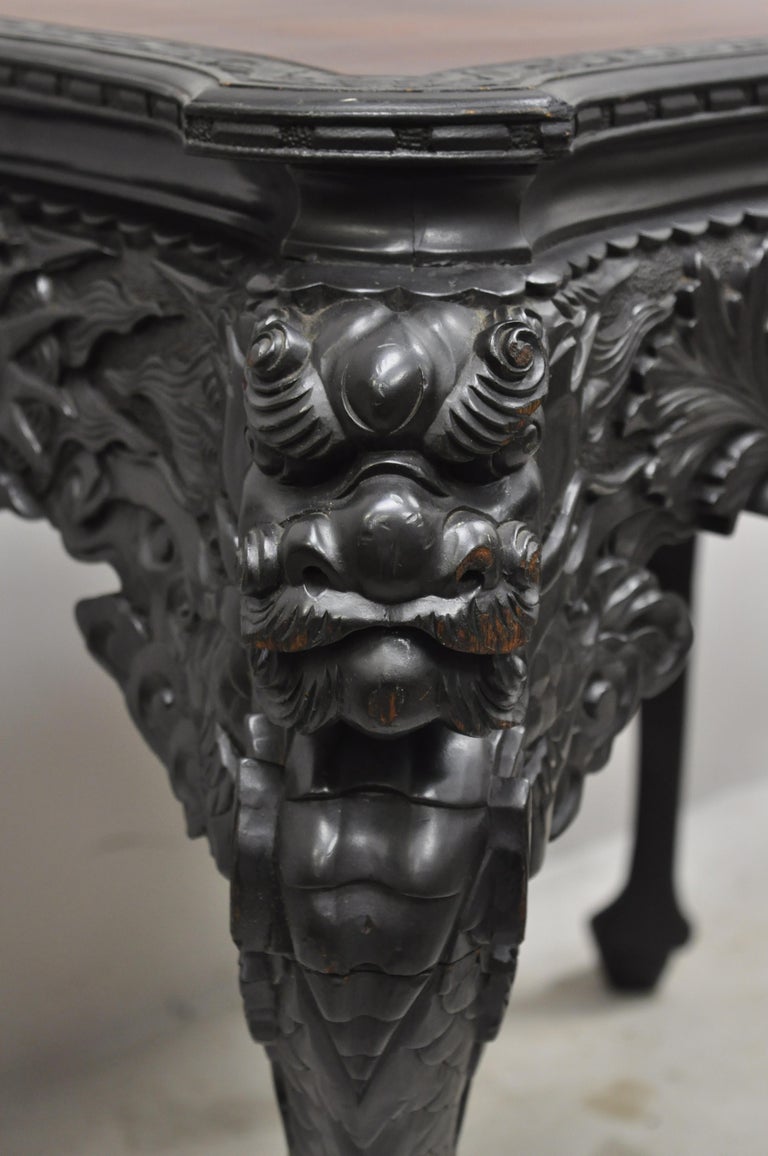 Antique Japanese Meiji Export Hardwood Mt. Fuji Dragon Carved Desk and ...