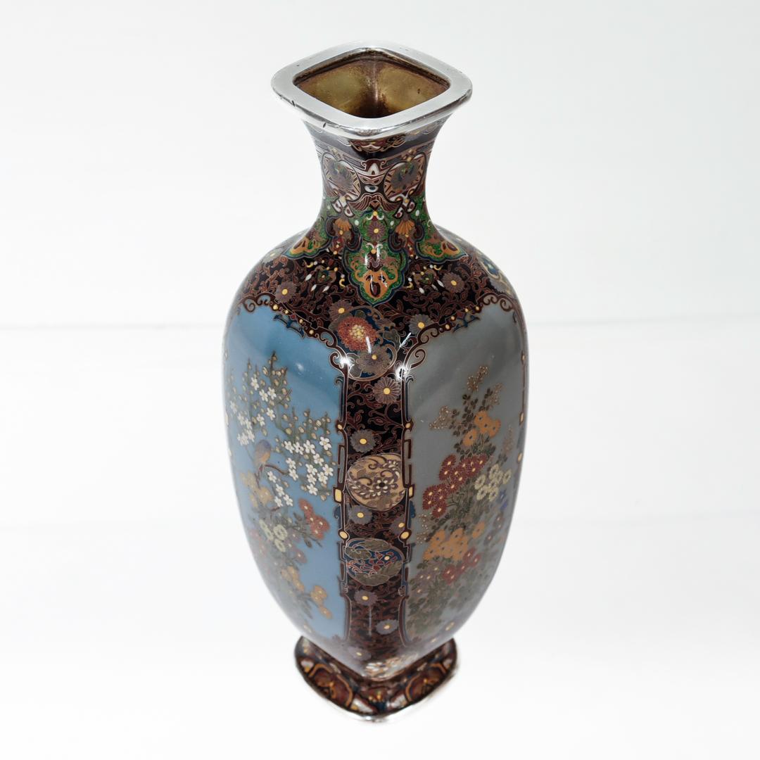 Antique Japanese Meiji Period Silver Wire Cloisonné Enamel Vase For ...