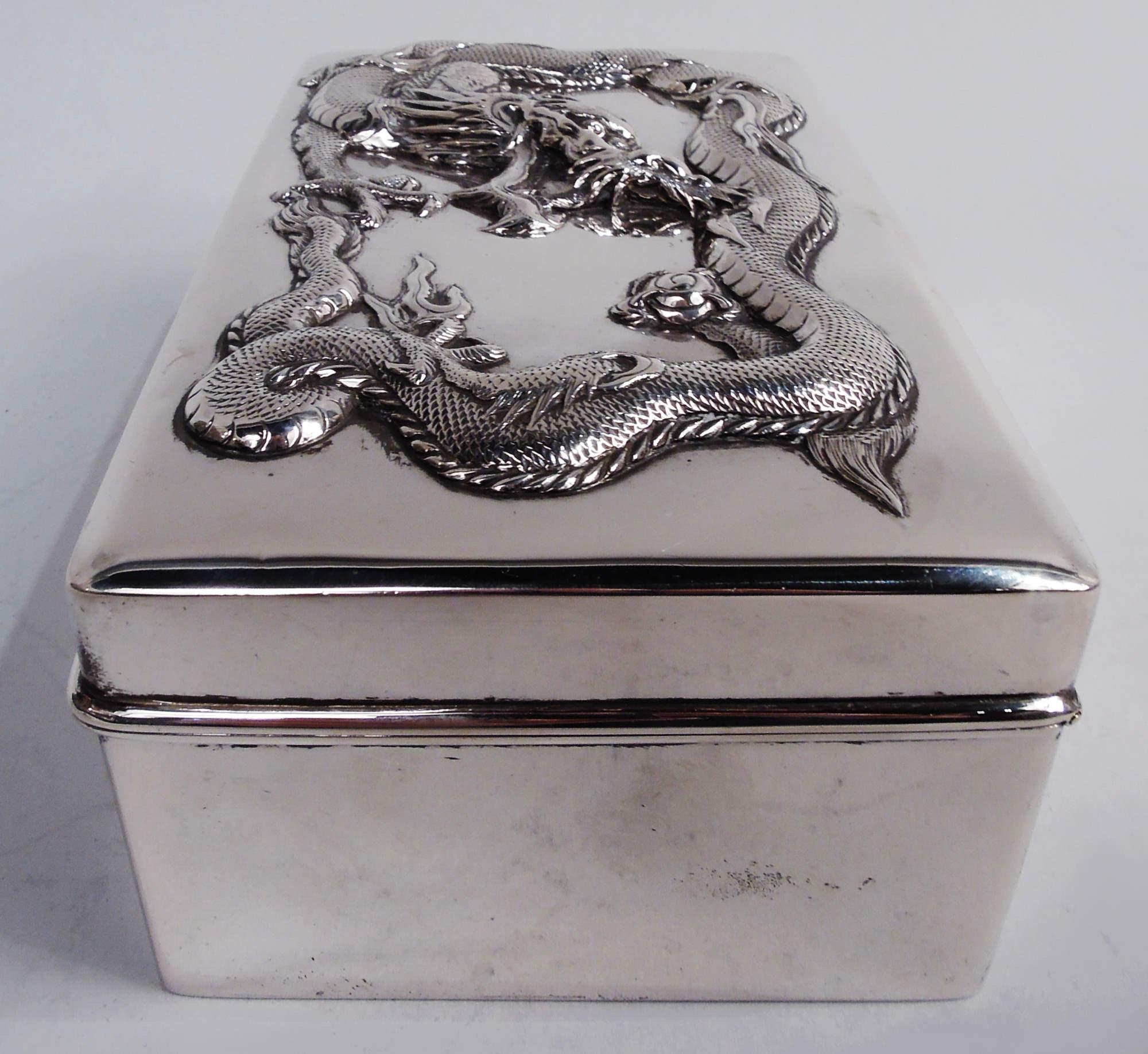 Antique Japanese Meiji Silver Guardian Dragon Keepsake Box For Sale at ...