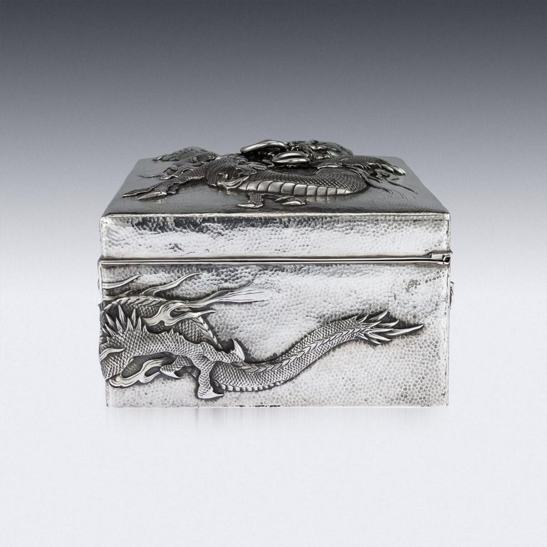 Antique Japanese Meiji Solid Silver Dragon Box, Samurai Shokai, circa ...