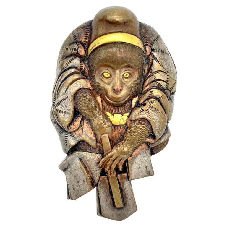 Antique Japanese Monkey In A Kimono With A Spade Vesta Case Copper For ...