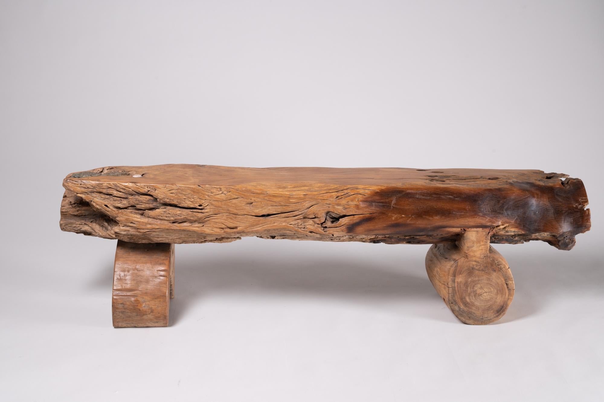 Antique Japanese Natural Form Wood Bench at 1stDibs