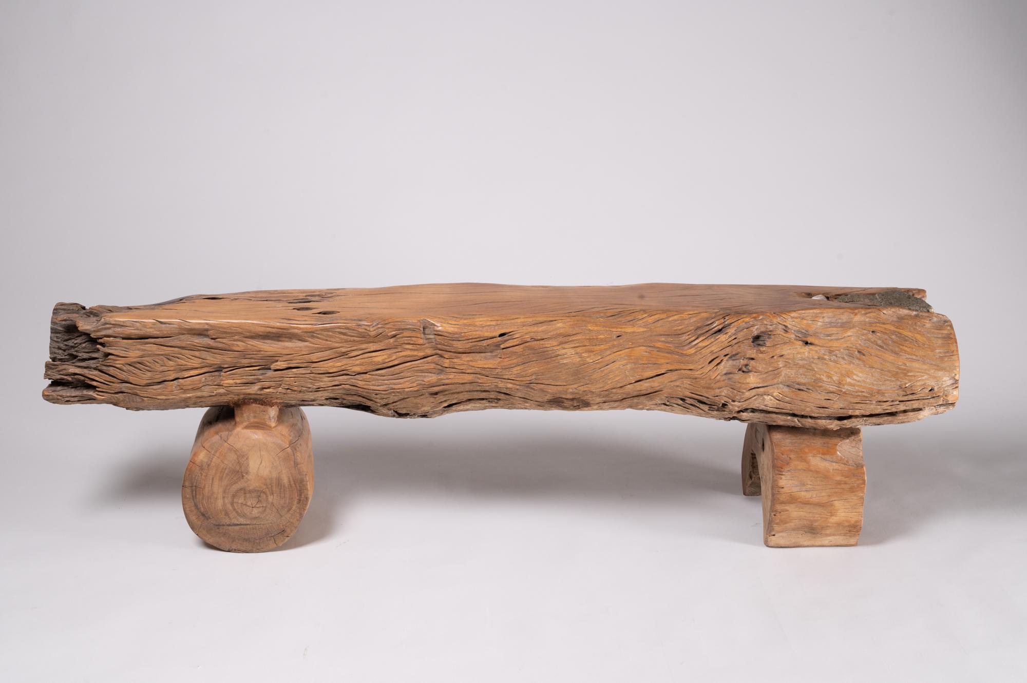 Antique Japanese Natural Form Wood Bench at 1stDibs