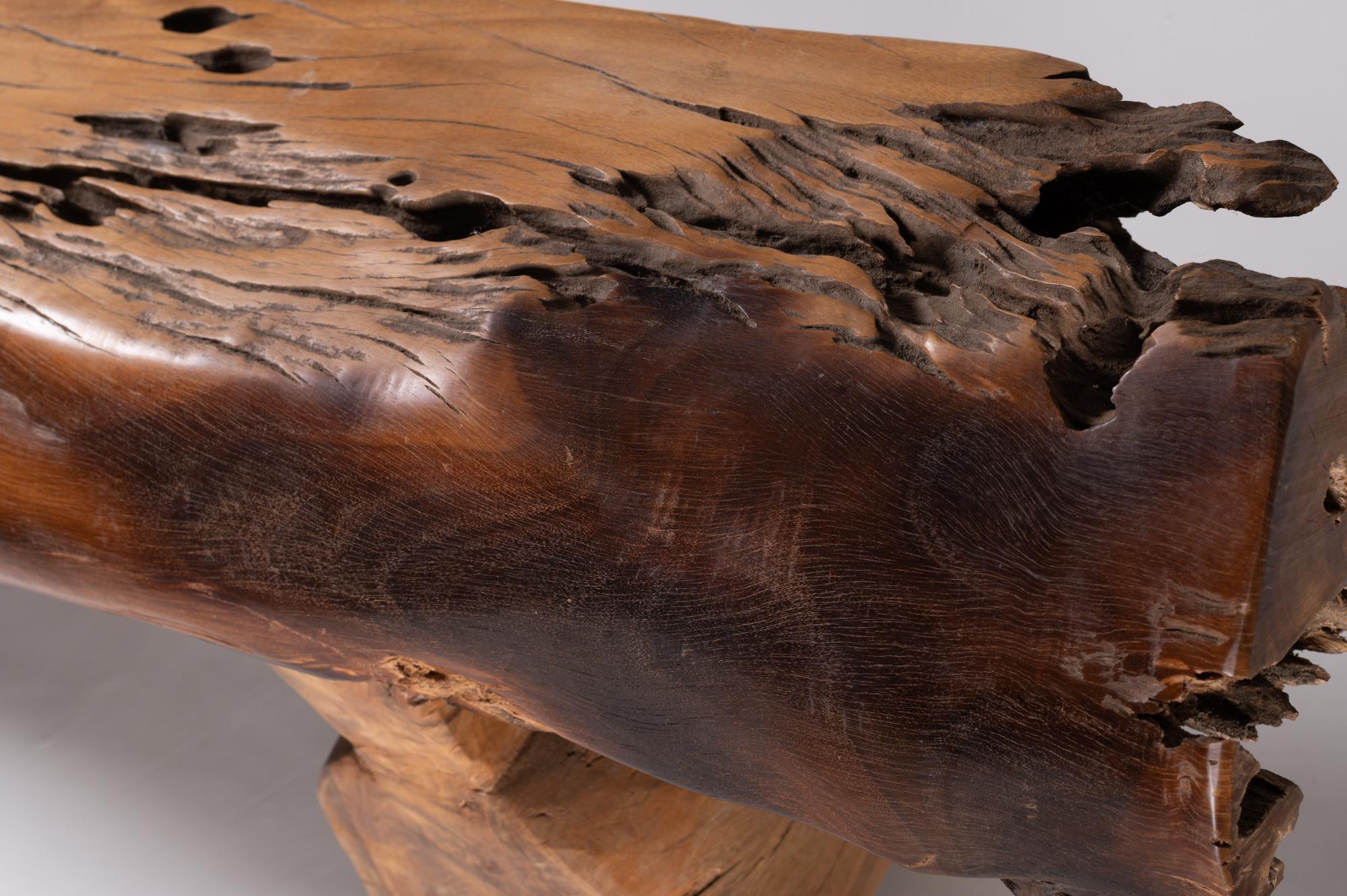 Antique Japanese Natural Form Wood Bench at 1stDibs
