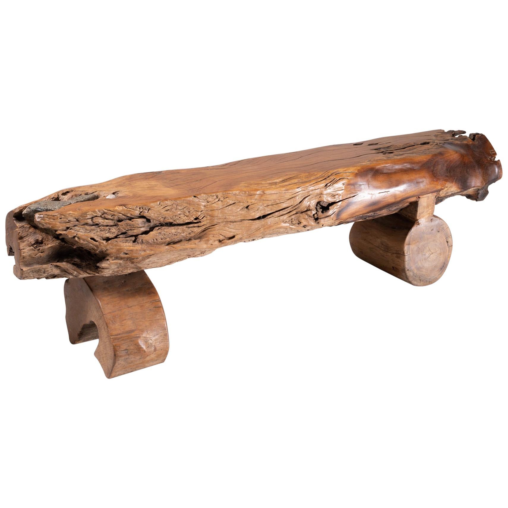 Antique Japanese Natural Form Wood Bench at 1stDibs
