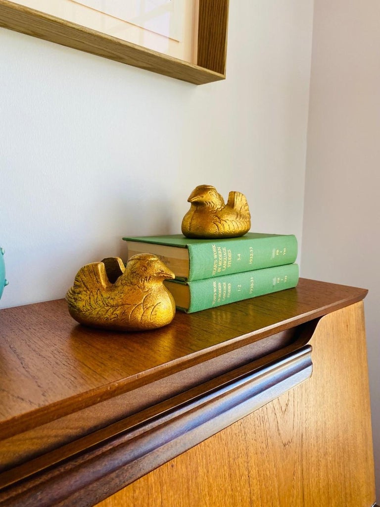 Antique Japanese Pair Gilt Mandarin Duck Screen Holders For Sale at 1stDibs