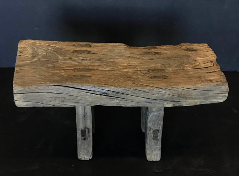 Antique Japanese Rectangular Elm Stool at 1stDibs
