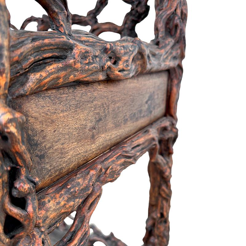 Antique Japanese Root Shelf Display with Drawers For Sale at 1stDibs