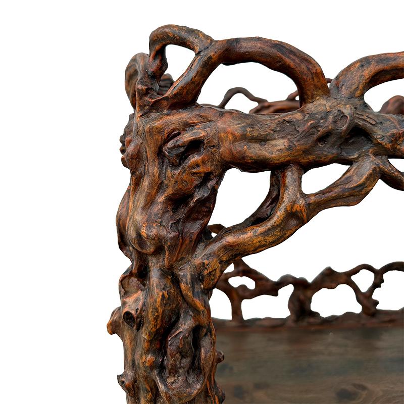 Antique Japanese Root Shelf Display with Drawers For Sale at 1stDibs