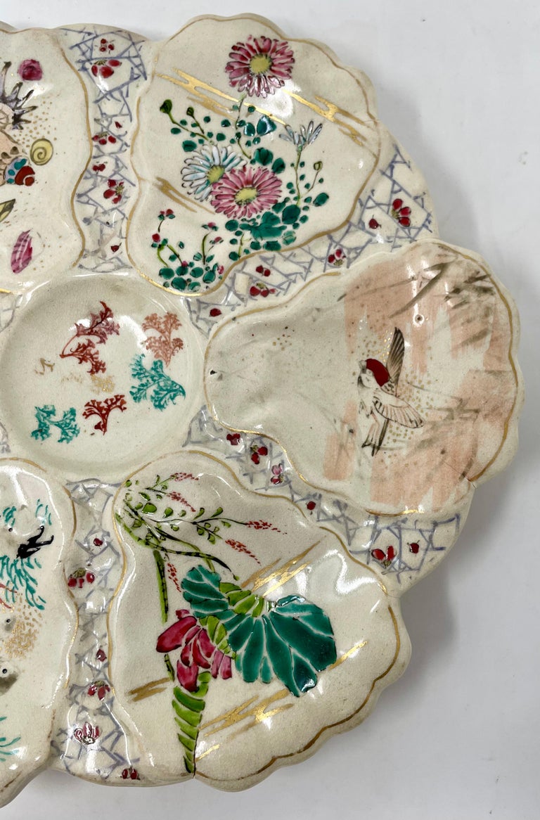 Antique Japanese Satsuma Porcelain Pastel and Ivory Painted Oyster ...